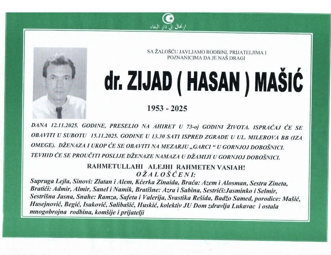 Napustio nas je dr. Zijad Mašić